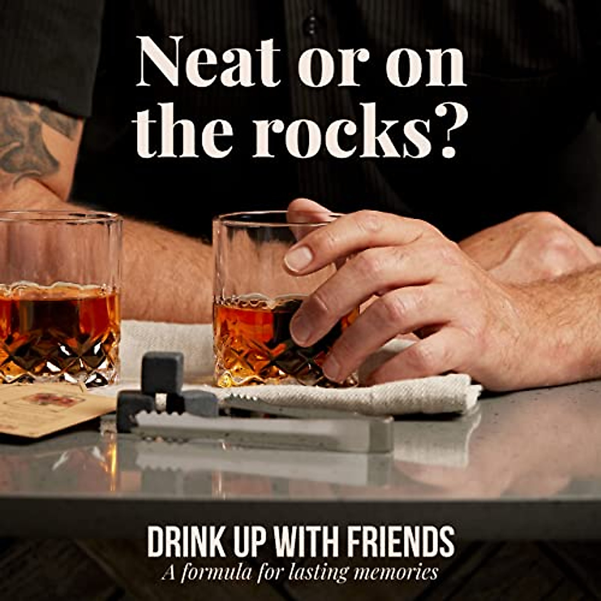 Mixology & Craft Whiskey Stones Gift Set - Great Whiskey Gifts for Men, 13pc Kit w/ 2 Bourbon Whiskey Glass Set, 8 Whiskey Rocks & Stand, Bourbon Gifts for Groomsmen, Anniversary, Birthday