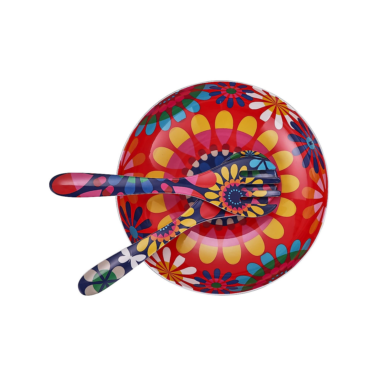 French Bull Melamine Dinnerware Shatterproof BPA Free Dishwasher Safe Large Serving Bowl, Salad Bowl, Pasta Bowl, For Soup, Dessert, Kitchen, Mixing, Fruit (11" Serving Bowl, Festival)