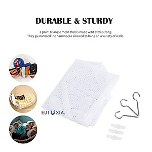 Eutuxia Toy Storage Hammock + Hooks Bundle. Large Organizer for Stuffed Animals, Balls, Toys, Etc. Great Way to Organize Kids & Children's Rooms, Bathrooms. Secure Mesh Net with Strong Adhesive Hooks.