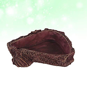 balacoo Reptile Water Bowl Resin Food Water Feeding Basin Dish Artificial Tree Trunk Ramp Bowl for Lizard Frog Snake Gecko