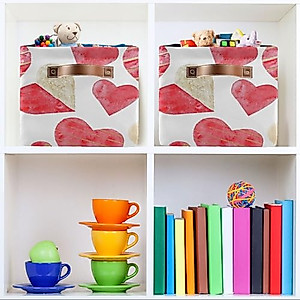 Valentines Day Love Hearts Storage Basket Bins Foldable Decorative Storage Box Laundry Hamper Baskte Storage for Playroom Living Bed Room Office Clothes Nursery,1 pcs