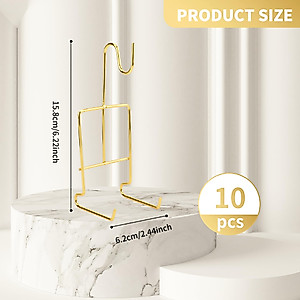 KEJJNYER 10 Pcs Tea Cup and Sau-cers Display Stand, China Metal Cup Holder Display Gold Coffee Organizer for Plate Teapot, 6.22 x 2.44 Inches