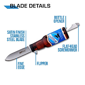 MTECH USA – Spring Assisted Folding Knife – Stands Upright – Belgian Beer Knife - Stainless Steel Blade w/ ABS Handle Shaped Like a Bottle, Bottle Opener, Screwdriver, Pocket Clip - EDC – MT-A1195B