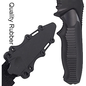 ESH7 Tactical Rubber Knife Military Enthusiasts Funning Cosplay Toy Sword Training Props War Game Knife Dagger Blade Rubber Fake Knives with Scabbard/Sheath