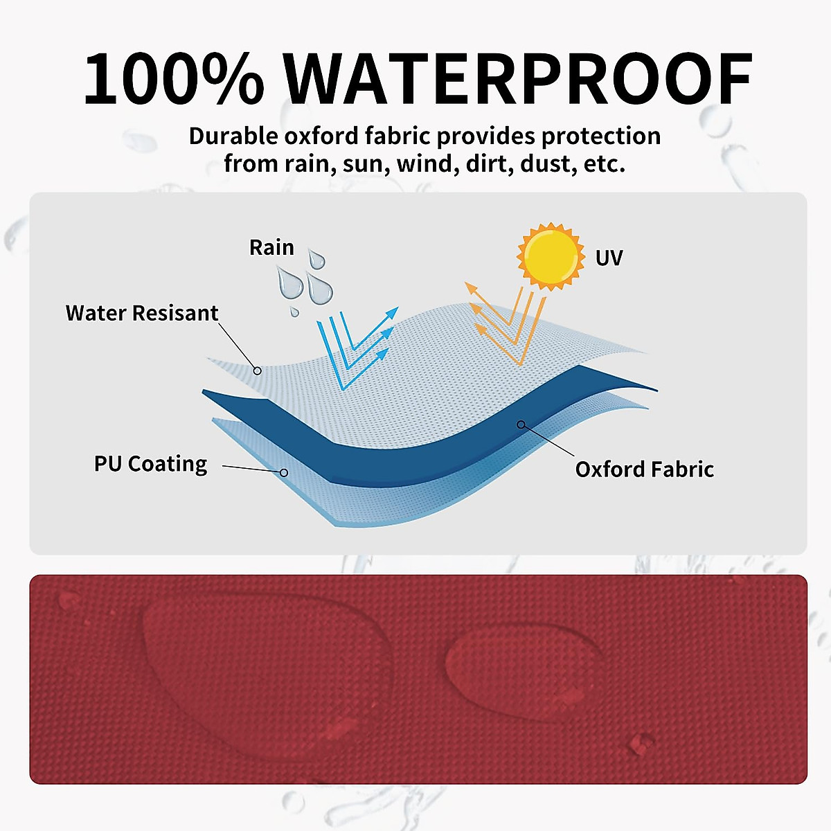 Easy-Going Patio Umbrella Cover Outdoor Market Umbrella Cover with Zipper and Storage Bag Waterproof Cantilever Parasol Cover for 7ft to 11ft Umbrella, Red