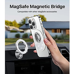 andobil Bling Magnetic Phone Grip & Magnetic Car Mount Compatible with MagSafe iPhone 14 Pro Max 13 12 and All