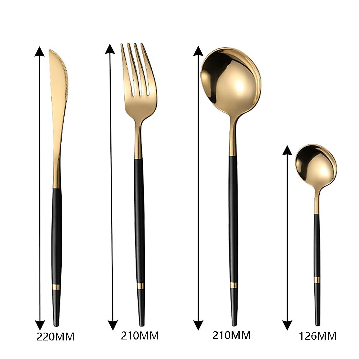 Aimilan 16 Piece Black Silverware Set For 4, 18 10 Stainless Steel Titanium-plated Flatware Set, Portugal Cutlery Set Includes Knife/Fork/Spoon Mirror Polished, Dishwasher Safe (16-Piece for 4)