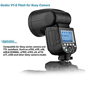 Godox V1-S Round Head Camera Flash for Sony, 2.4G 1/8000 HSS TTL Flash Speedlite, 480 Full Power Shots, 10 Level LED Modeling Lamp Compatible for Sony Camera