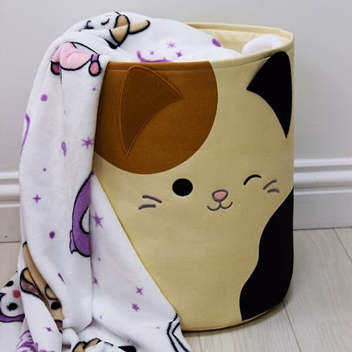 Character World Squishmallows Official Storage Bin | Cam Cat Design, Toy Box Laundry Basket | Organiser For Children's Bedroom, Kids Playroom | 38 x 31 x 31cm Cotton Canvas