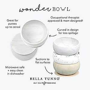 Bella Tunno Wonder Bowl - Silicone Suction Bowl for Toddlers and Baby Bowls, Microwave and Dishwasher Safe Food-Grade BPA Free Silicone, Off-White