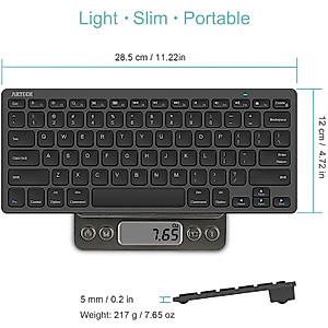 Arteck Ultra-Slim Keyboard Compatible with iPad 10.2-inch/iPad Air/iPad 9.7-inch/iPad Pro/iPad Mini, iPhone and Other Bluetooth Enabled Devices Including iOS, Android, Windows, Black