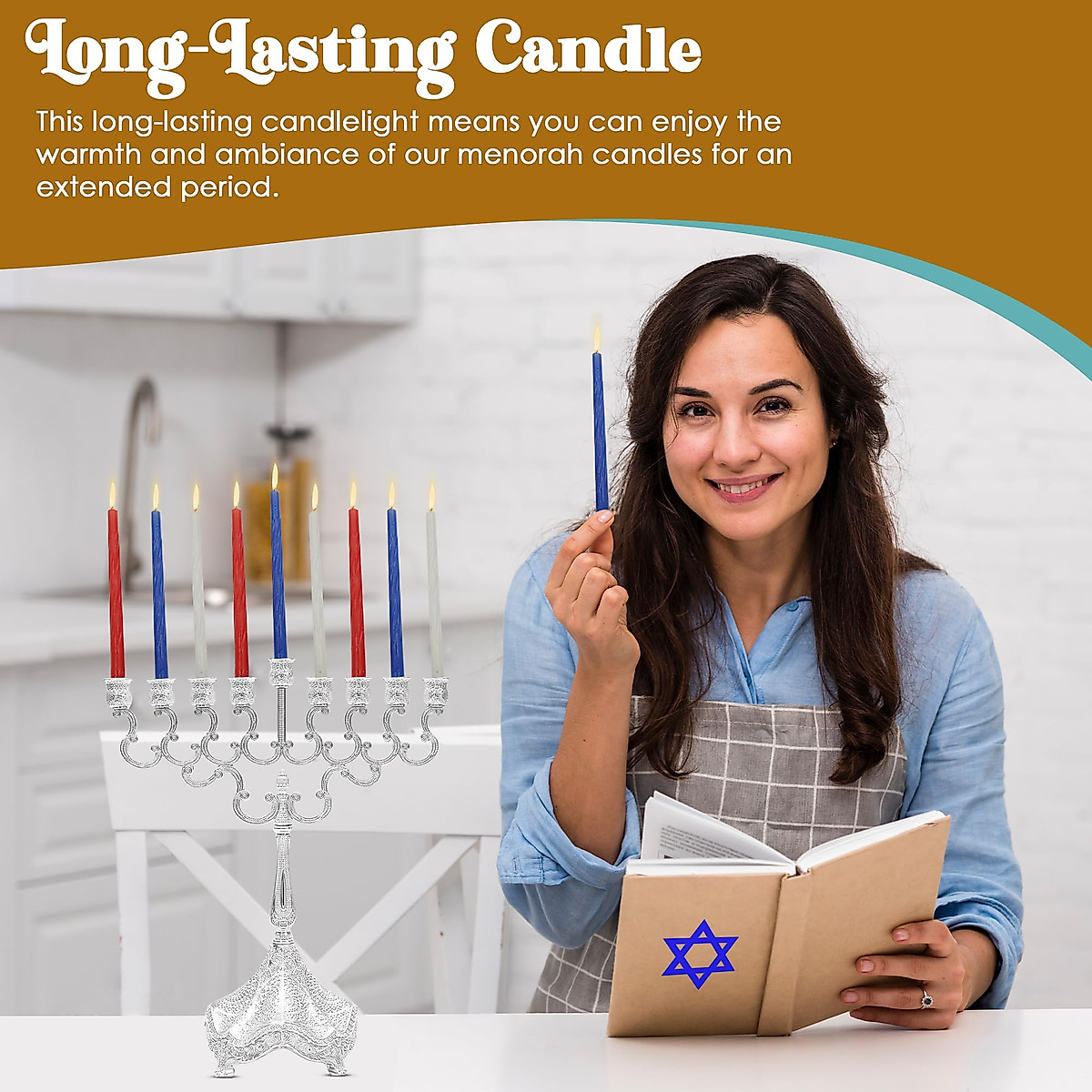 Majestic Giftware Multicolor Hanukkah Candles - CH-C | 4 Inches High 44 Dripless Handcrafted Chanukah Candles for All 8 Nights of Hanukkah (Red/Blue/Yellow/White)