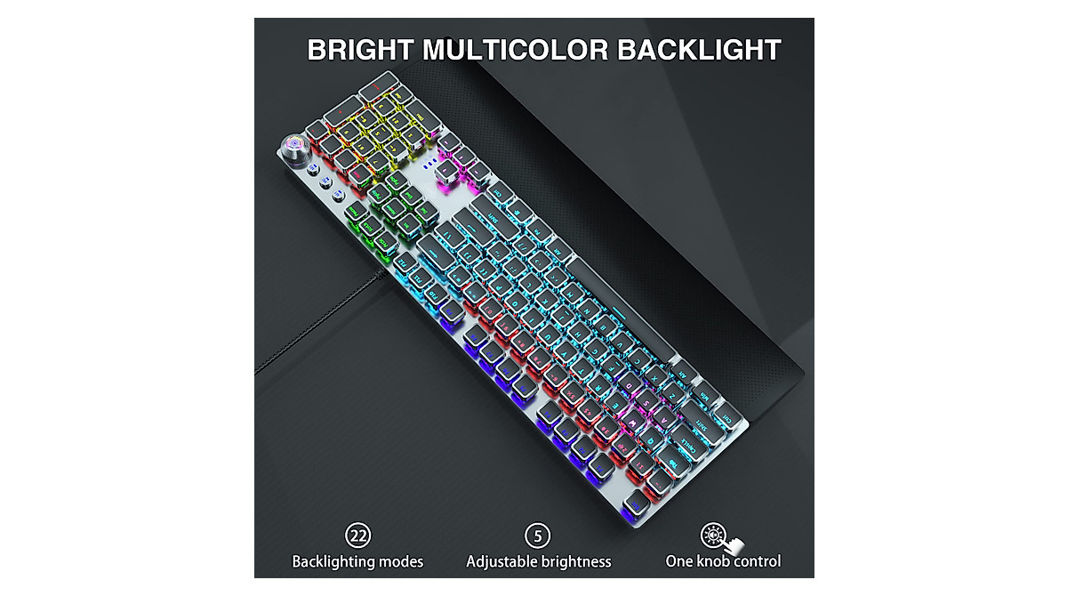 AULA Retro Typewriter Gaming Keyboard and Mouse Combo (F2088 Punk Blue ...