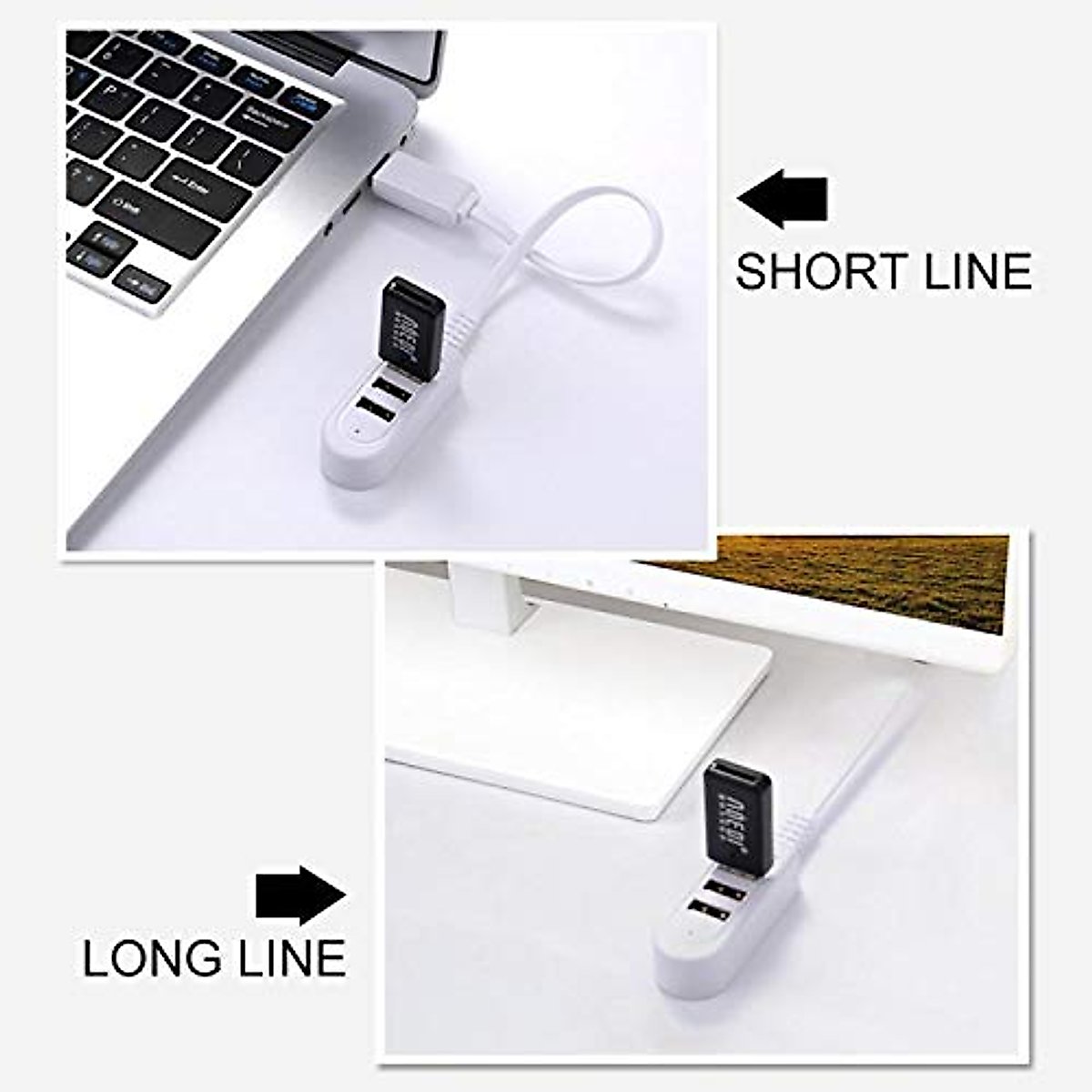 Lysee Data Cables - Multi-Function USB 3A Charger Expansion Multi-Port Converter HUB Hub for Laptop Desktop Port Splitter in Stock - (Color: White, Cable Length: 30CM)