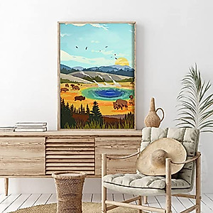 cupmod 6 Packs Paint by Number for Adults Beginners,National Park Painting by Number Kits on Canvas Without Frame,Lanscape Craft Arts for Home Wall Decor