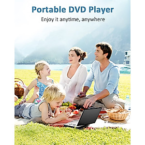 Arafuna 12.5" Portable DVD Player for Car, 10.5" HD Swivel Screen with Car Headrest Holder, 5-Hour Rechargeable Battery, Support USB/SD/Sync TV, Regions Free, Last Memory