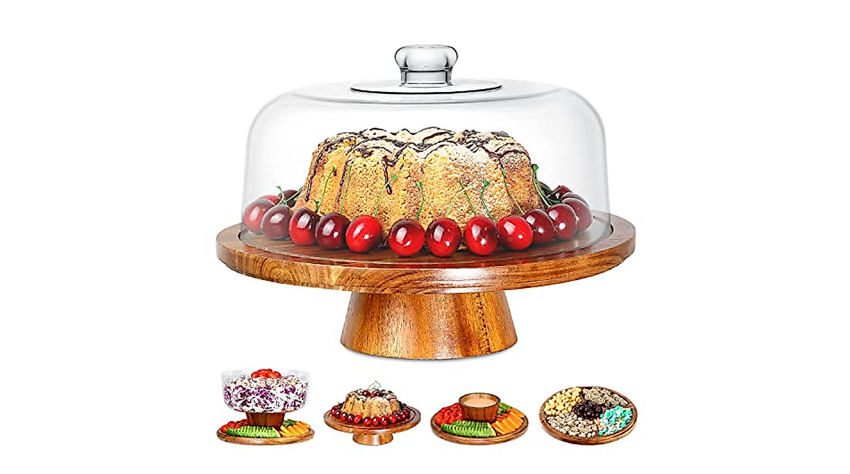 Acacia Wood Cake Stand - 6-in-1 Serving Centerpiece