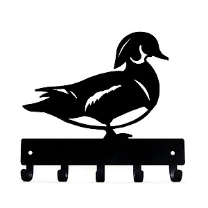 The Metal Peddler Wood Duck Key Rack Hanger - Small 6 inch Wide - Made in USA; Wall Mount