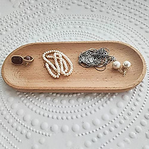 KUYT Wooden Tray, Ornament, Tea, Dessert Serving, Bathroom, Japanese, Oval Display, Upscale Parties, Cupcake Pallet, Solid Wood Serving Tray, White (01)