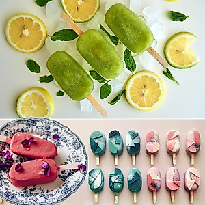 Sakolla 3 Pack Large Popsicle Molds 4 Cavities Cake Pop Silicone Molds Oval Ice Cream Cakesicle Molds for Chocolate Baking with 100 Wooden Sticks