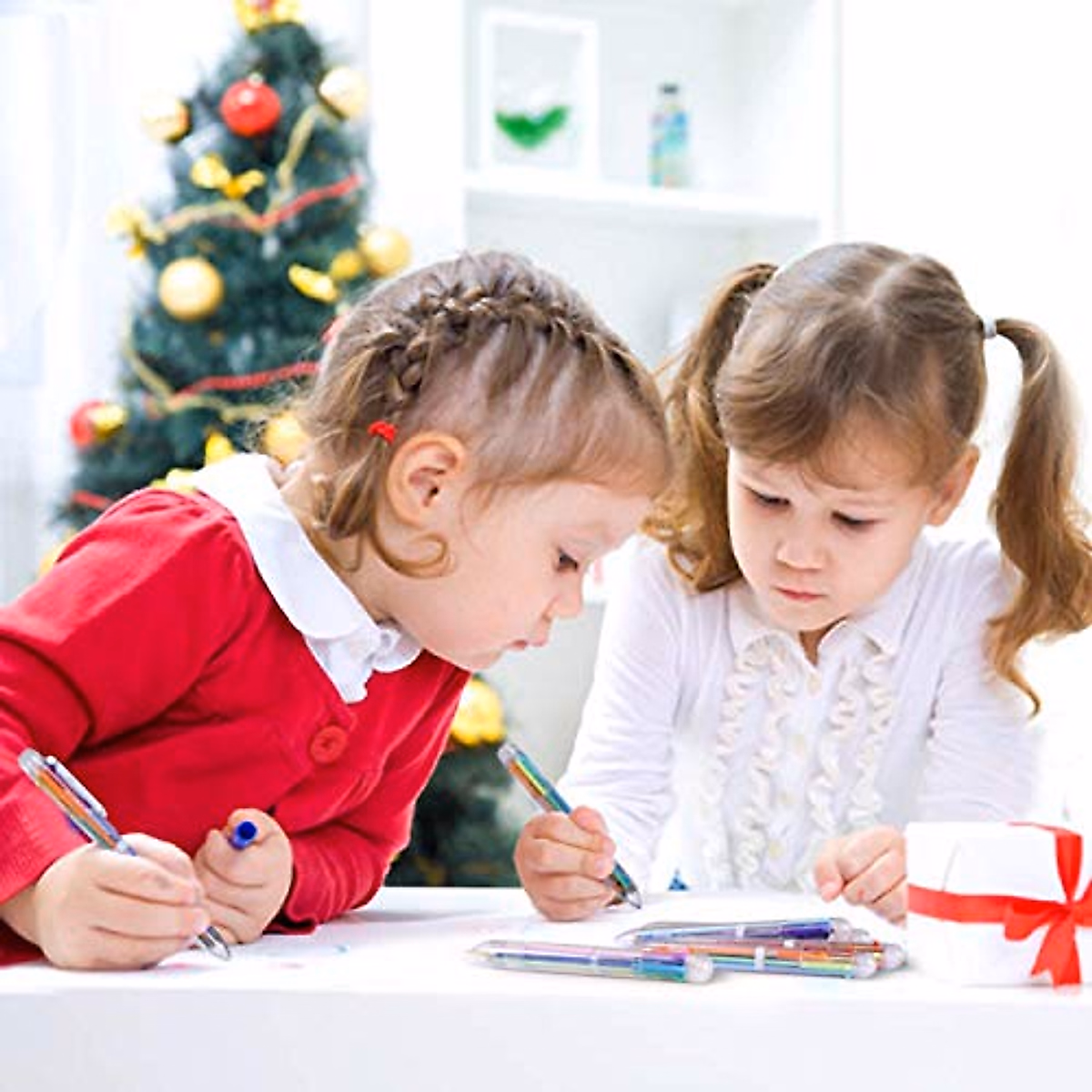 SMTTW 4 Pack 0.5mm 6-in-1 Multicolor Ballpoint Pen - Best for Smooth Writing-Retractable Ballpoint Pens for Office School Supplies Students Children Unique Gifts