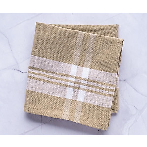 Cotton Linen Kitchen Towels - 6 Pack - 18" x 28" - Cotton Dish Reusable Cleaning Cloths, Teal/White, Absorbent Dish Towels, Machine Washable Hand Towels, Striped Bar Towels, Farmhouse Dish Towels
