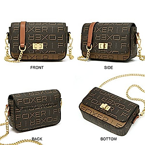 FOXLOVER PVC Leather Small Crossbody Bag for Women Chain Signature Women’s Shoulder Bag Purse Lightweight Mini Handbags