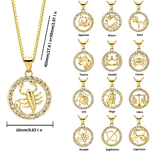 CharmJewelry 12 Constellation 18K Pendant Twelve zodiac logo gold jewelry Original Female 18K Light Luxury Fairy wind box Zai chain Zircon rhinestone pendant souvenir gift(Taurus)