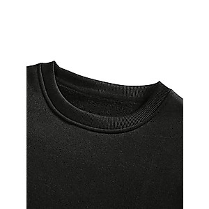 GORGLITTER Men's Letter Graphic Print Sweatshirt Crewneck Long Sleeve Thermal Pullover Tops Black Medium