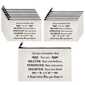 Saintrygo 14 Pieces Inspirational Gifts for Women Positive Makeup Bags Christmas Thanksgiving Always Remember You Are Braver Than You Think Encouragement Birthday Friendship Gift for Friend Mom Sister