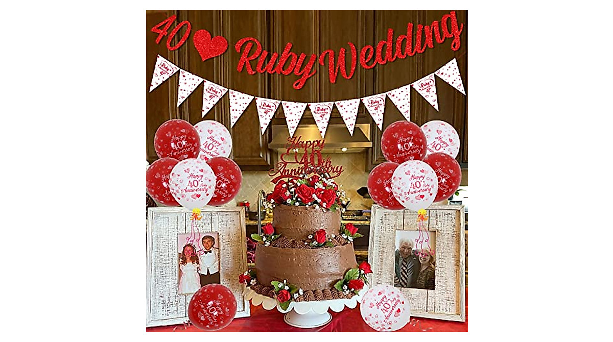 40th Ruby Wedding Decorations Set for 40th Anniversary Party