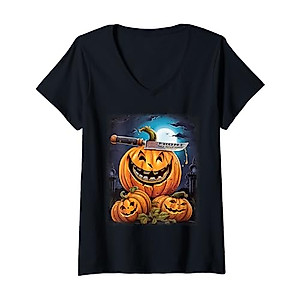 Front Desk Receptionist Funny Halloween Fun Pun Spooky V-Neck T-Shirt