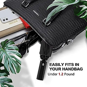 Trenovo Travel Inverted Umbrella - 10 Ribs Automatic Folding Reverse Umbrella, Upside Down Reflective Umbrella, Compact Windproof Umbrella with Double Vented Canopy for Women Men - Black