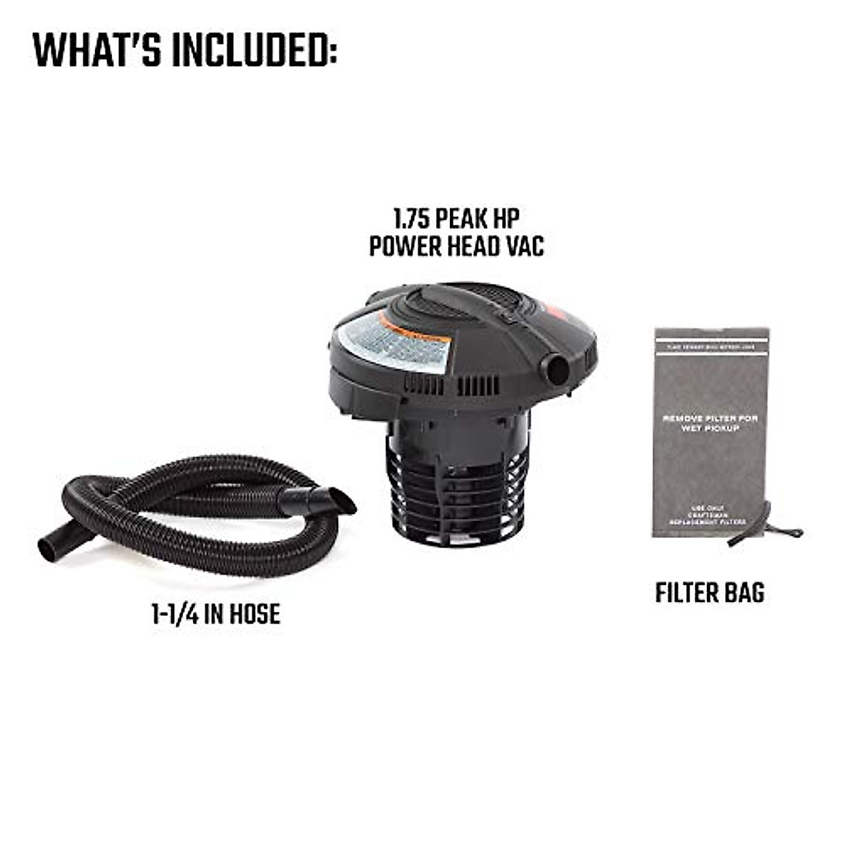 CRAFTSMAN CMXEVBE17678 Wet/Dry Vac Powerhead, 1.75 Peak HP Bucket Vacuum