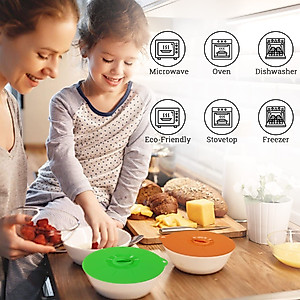 7 Pcs Silicone Lids for Bowls and Food Covers in 5 sizes, Microwave Covers for Food Splatter, Microwave Food Cover for Cups, Plates, Bowls and Universal Lid for Pots and Pans