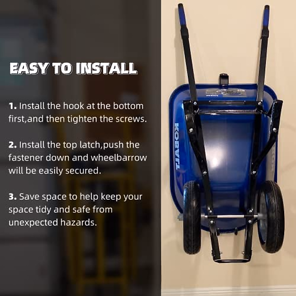 Wheelbarrow Holder,Wheelbarrow Hanger Holder for Garage Wall,Wheelbarrow Storage Bracket,for Fits Most Wheelbarrow,Folding Chair,Black