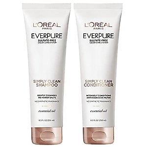 L'Oreal Paris EverPure Sulfate Free Simply Clean Shampoo and Conditioner Set, Hydrating Hair Care with Rosemary Essential Oils, 1 Kit (2 Products)