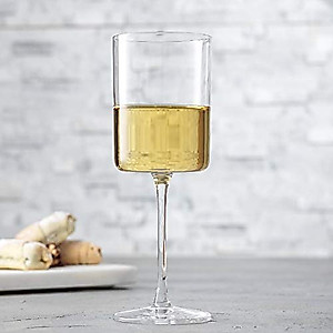JoyJolt Claire 11.4oz White Wine Glass Set. Crystal Glasses. Elegant Stemware Stemmed Wine Glasses Made in Europe. Unique and Modern Wine Glasses with Stem. Set of 2