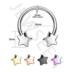 Jewseen 16g Septum Ring Star Septum Jewelry Cartilage Earring Hoop Helix Piercing Jewelry Surgical Steel Tragus Earrings Daith Earrings Nose Ring Hoop for Women and Men