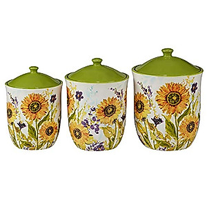Certified International Sun Garden 3 pc. Canister Set: 52 oz.,74 oz.,96 oz.