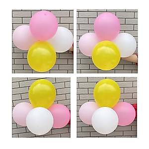 JODIDI 60 Pack 12 Inch Pink Yellow And White Latex Balloons, Birthday Wedding Baby Shower Party Balloons (Pink Yellow And White)