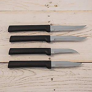 Rada Cutlery Paring Knives Starter Kit – 4 Piece Knife Set with Stainless Steel Black Resin Handles Made in The USA