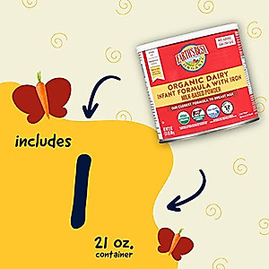 Earth's Best Organic Baby Formula for Babies 0-12 Months, Powdered Dairy Infant Formula with Iron, Omega-3 DHA, and Omega-6 ARA, 21 oz Formula Container
