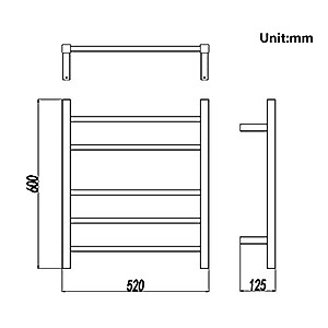 Bathroom Towel Warmer Electric Heated Towel Rack, Black Towel Warmer Wall Mounted Electric Heated Towel Rack with 8 Round Bar, Drying Rack 304 Stainless Steel Electric Heated Towel Rail Rack for Bathr