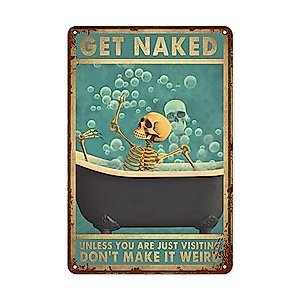 Skeleton Metal Tin Sign Funny Skull Metal Sign Wall Decor For Halloween Party Home Bar Garage Man Cave Retro Vintage Poster Plaque 8x12 Inch