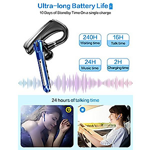 GPEESTRAC Bluetooth Headset [Upgraded] Active Noise Cancelling Bluetooth Headphones, Bluetooth Earpiece CVC8.0 Dual-Mic Hands-Free V5.0 Comfortable Earbud