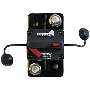 Buyers Products 150 Amp Circuit Breaker with Manual Push-to-Trip Reset with Large Frame, Black
