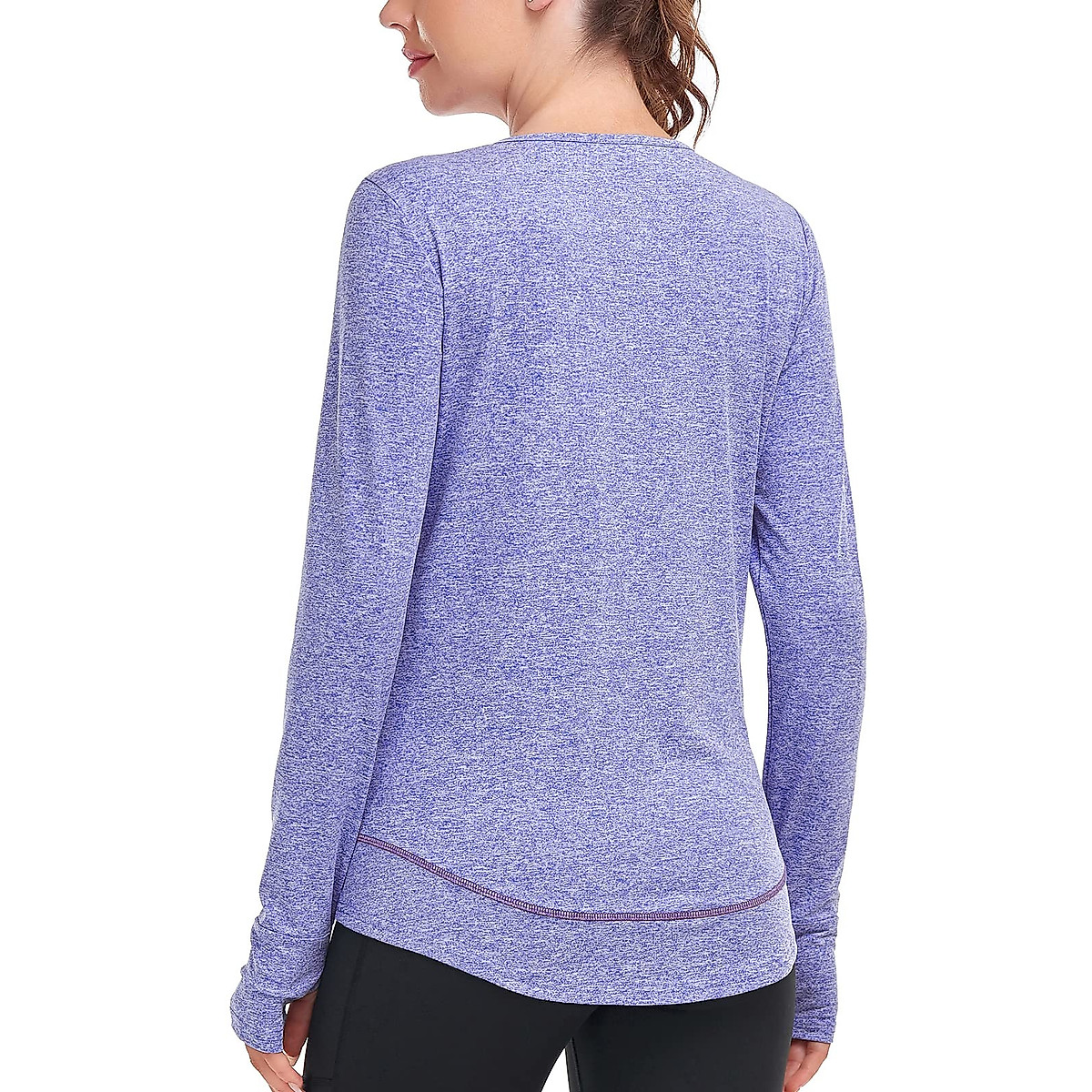 Tanst Sky Workout Tops for Women, Long Sleeve Loose Fit Athletic Shirts Plus Size Lightweight Dry Fit Running Active Wear Moisture Wicking Yoga Hiking Gym T Shirts Purple 2XL