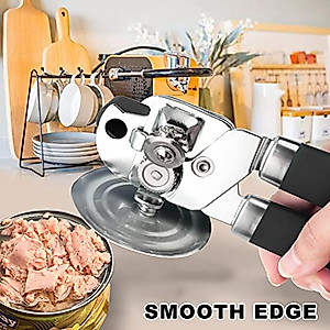 PrinChef Can Opener Manual, Can Openers with Magnet, No-Trouble-Lid-Lift, Handheld Can Opener Smooth Edge with Sharp Blade | Can Openers with Large Effort-Saving Handles, Easy Grip & Heavy Duty, Black