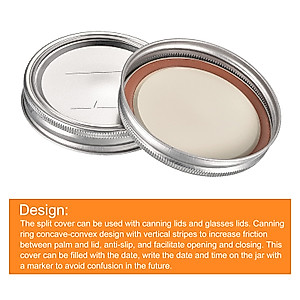 uxcell Canning Lids, 12 Sets - Tinplate Split-Type Mason Jar Lids and Bands Wide Mouth with Date Leak Proof Fits Storage Cover (Silver)